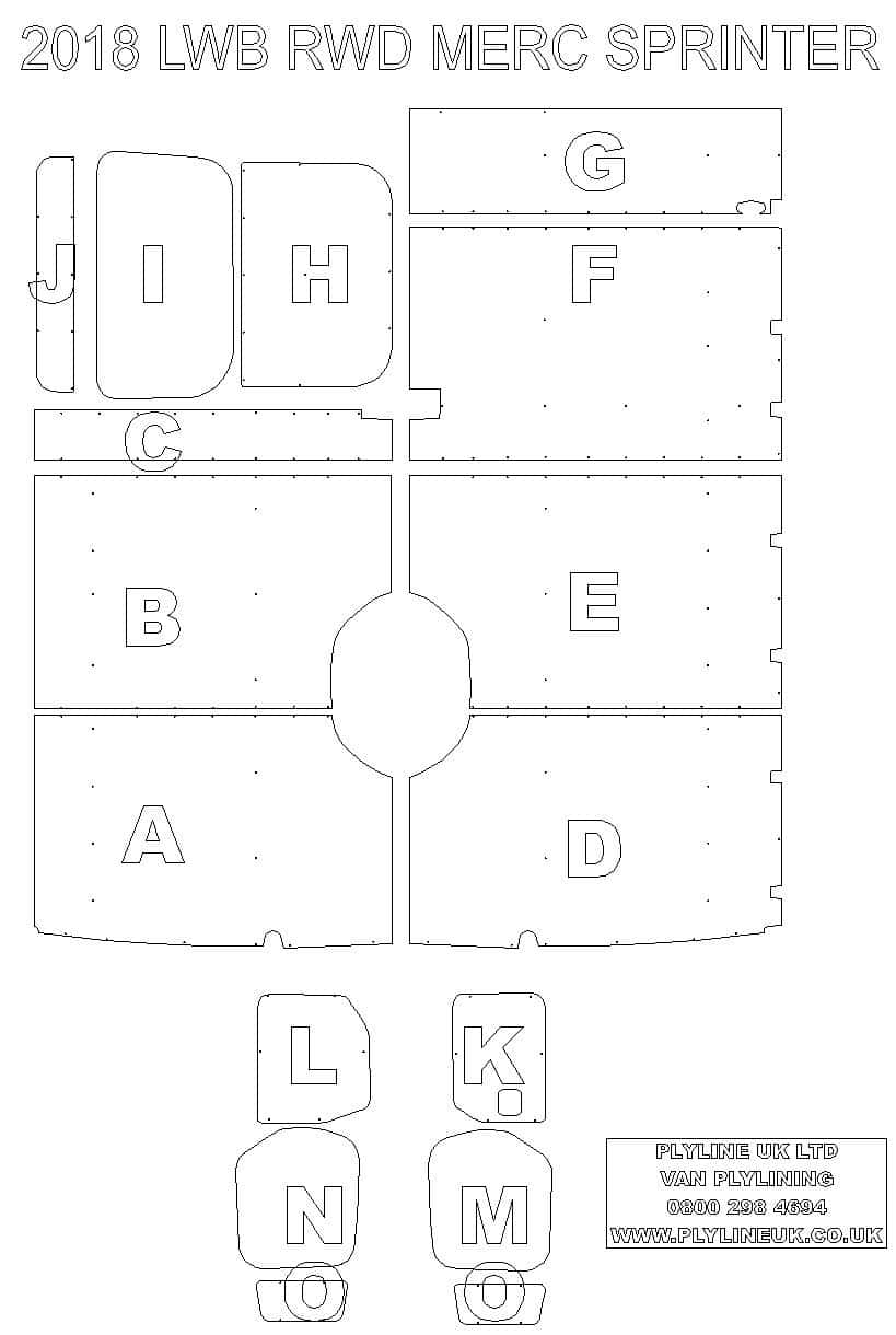 Mercedes LWB Shape Sprinter RWD High Roof Van Ply Lining Kit 2018 ...